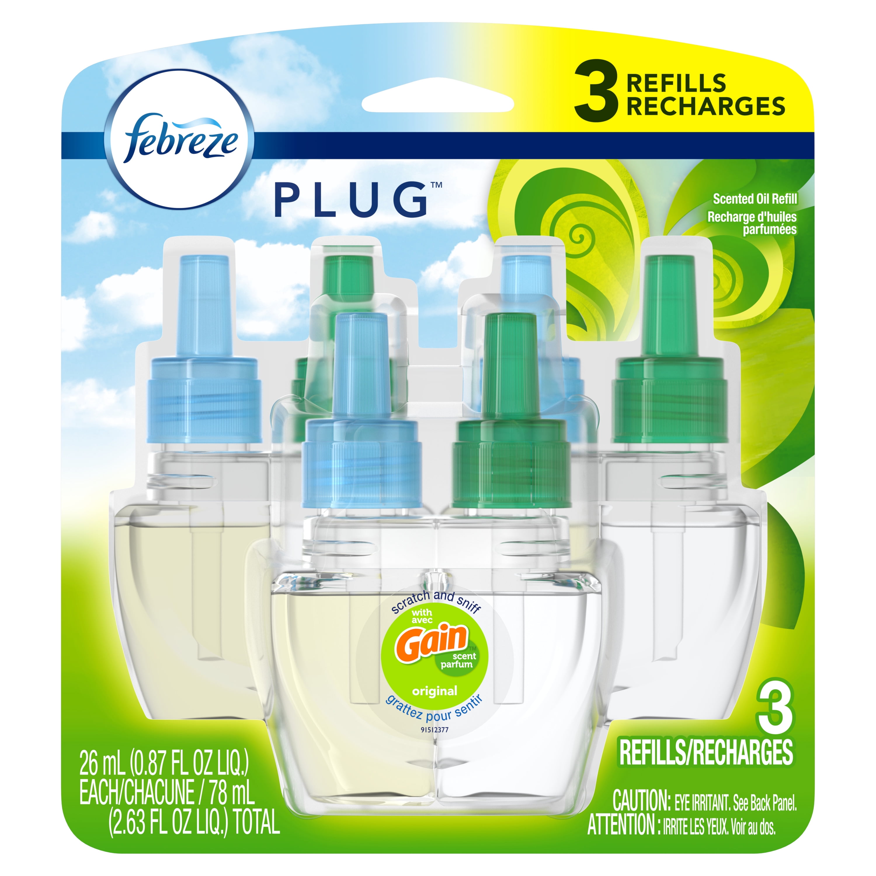 Febreze, Plug Air Freshener Refill, Gain Original Scent, 3pk - Walmart.com