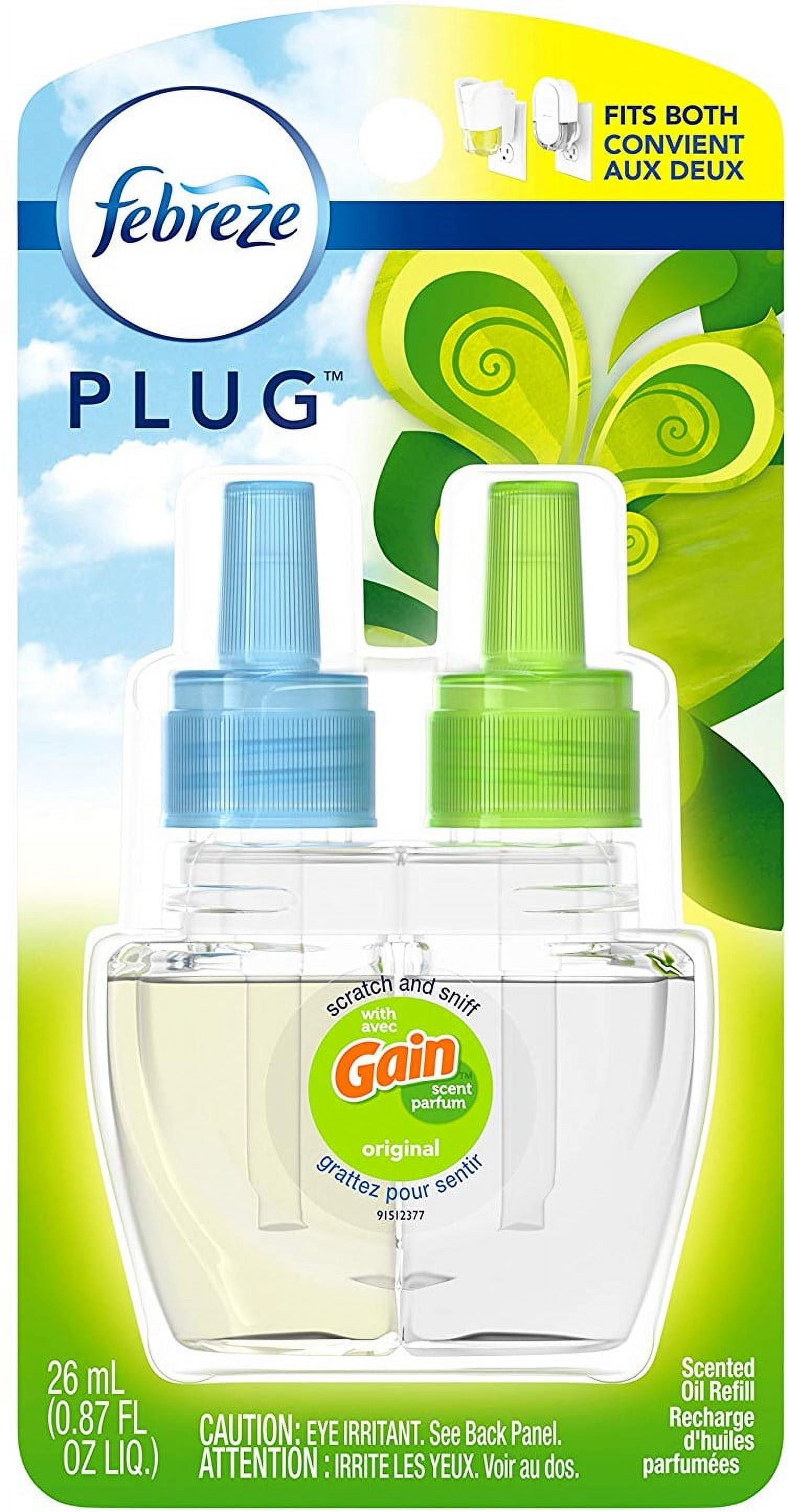 Febreze Plug Air Freshener Scented Oils Refill, Gain Original 1 Each ...