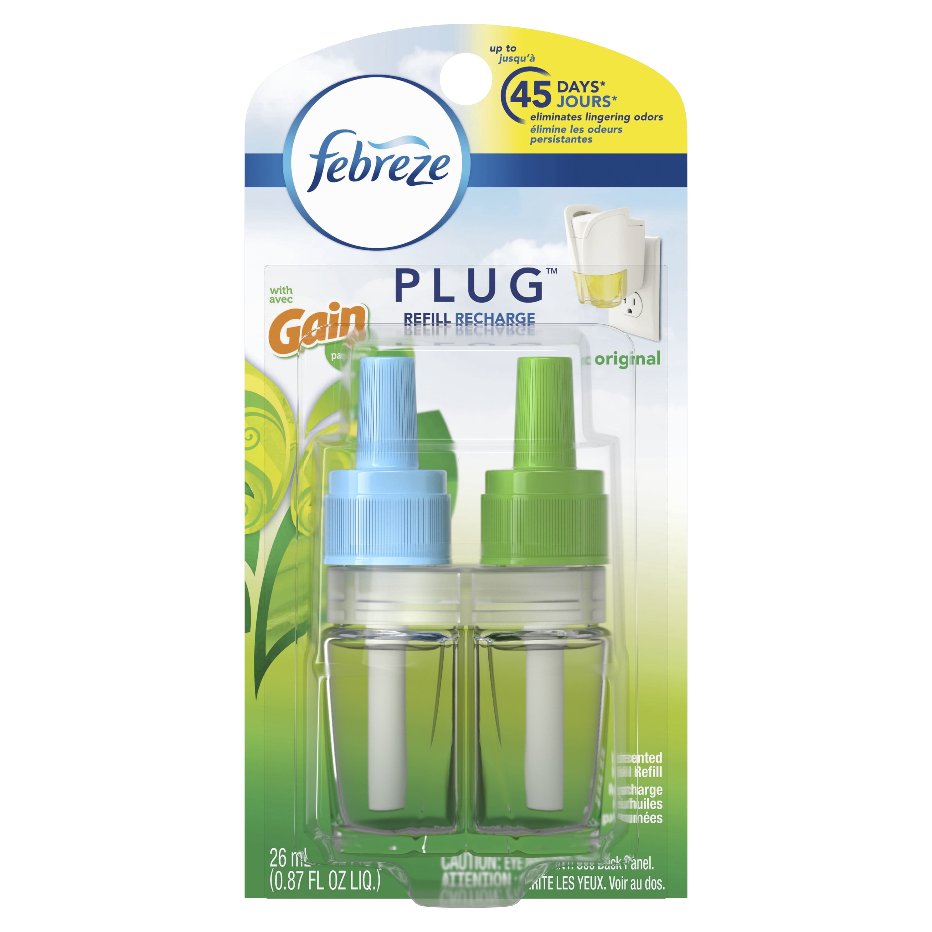 Febreze Plug Air Freshener Scented Oils Refill, Gain Original 1 Each ...