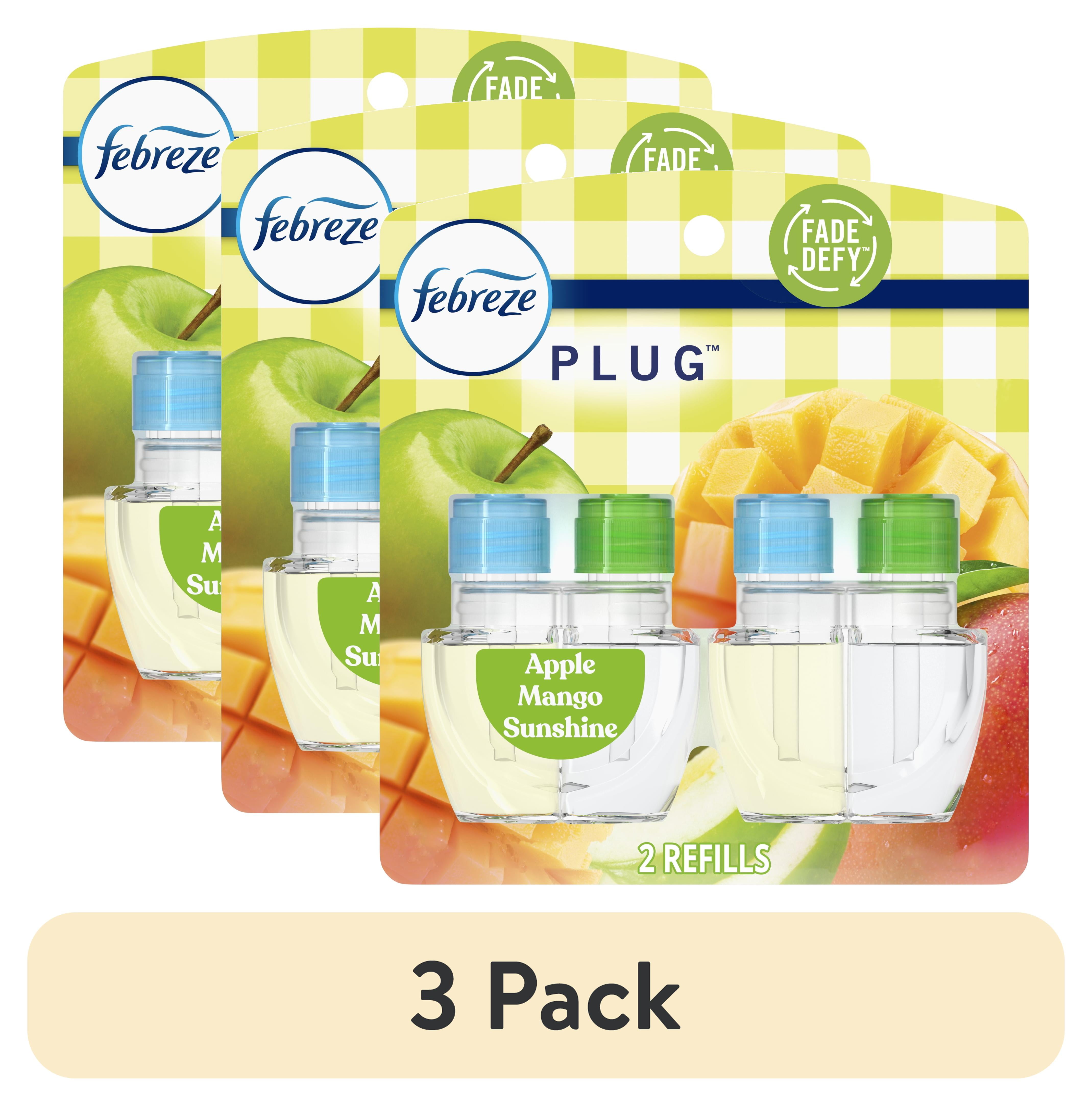 (3 pack) Febreze Plug In Air Freshener, Odor-Fighting Oil Refill, Apple ...