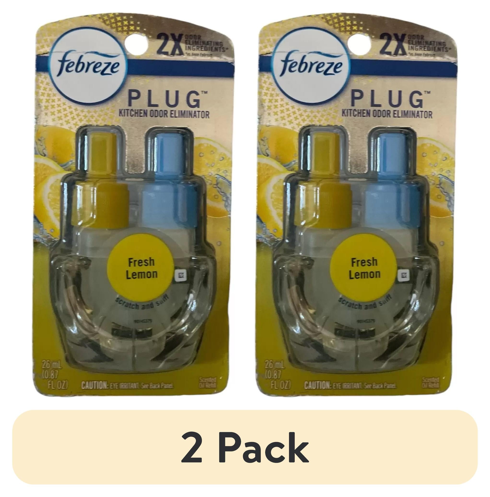 (2 pack) Febreze Plug Kitchen Odor Eliminator - Fresh Lemon Scented Oil ...