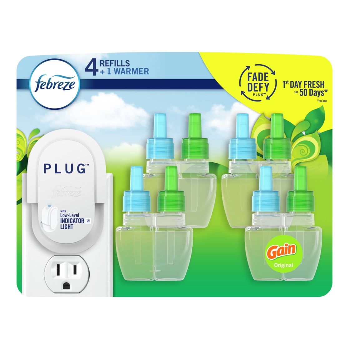 Febreze Plug In Air Freshener, Odor-Fighting Scented Oil Kit, Gain ...