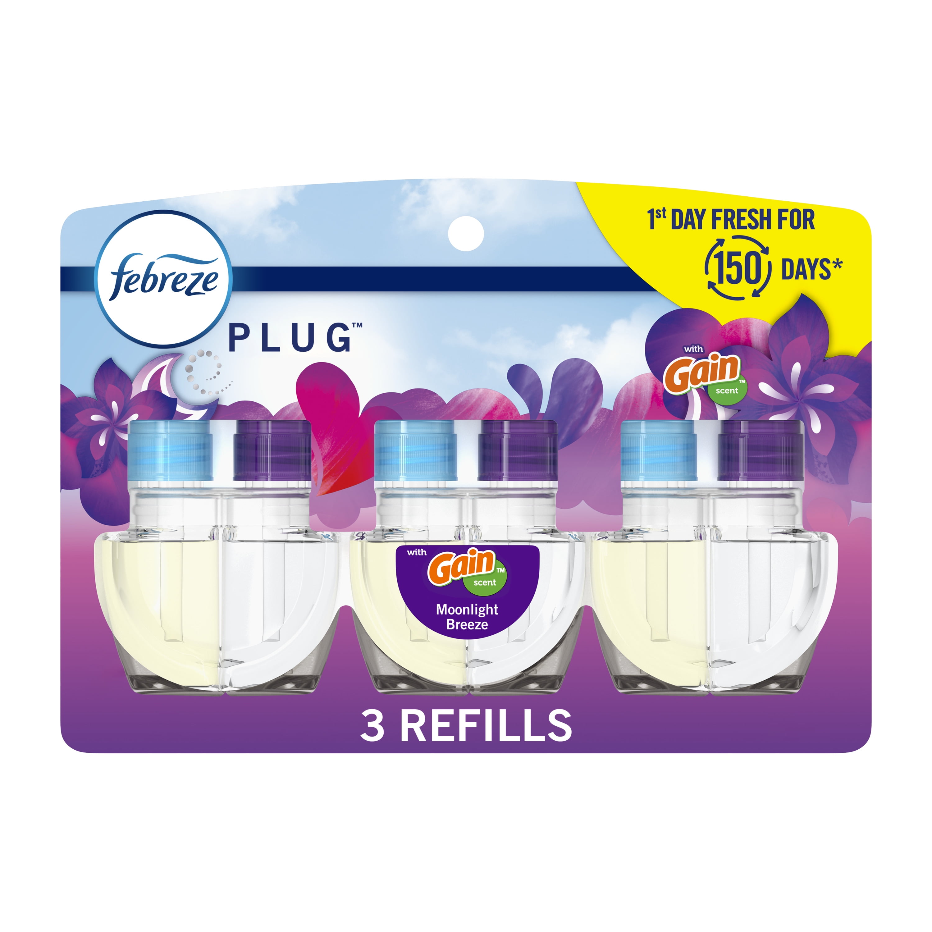 Febreze Plug In Air Freshener Gain Moonlight Breeze 3 Refills Odor ...