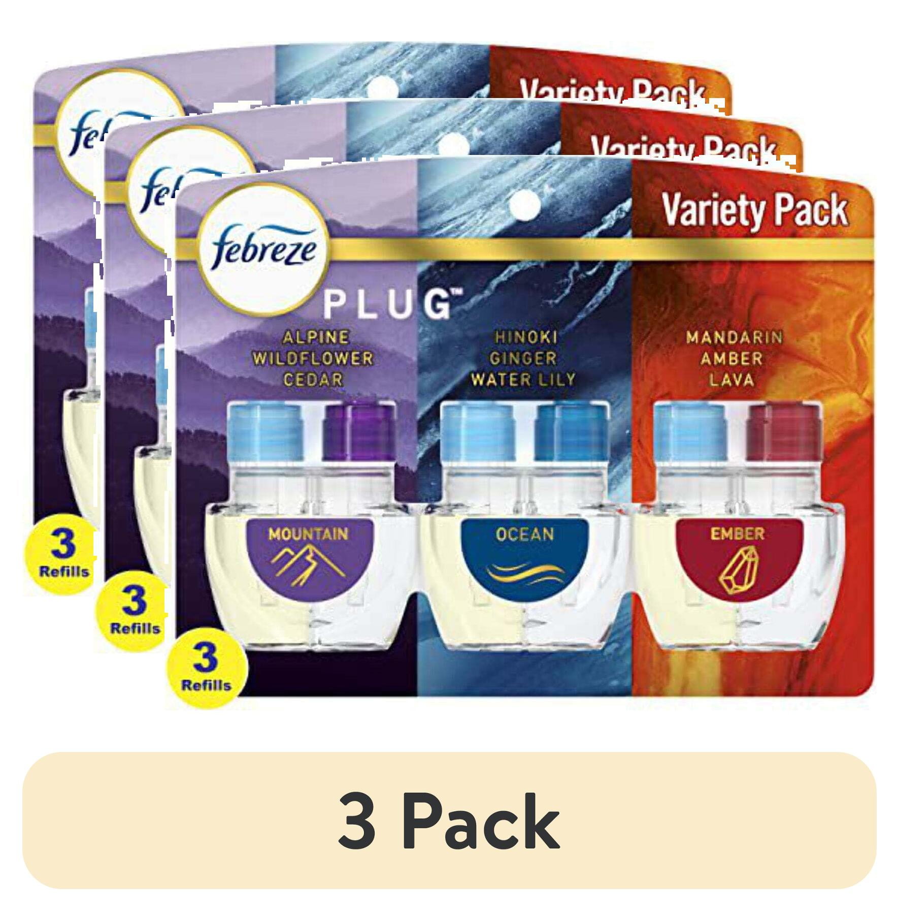 (3 pack) Febreze Plug Refill Odor-Fighting Air Freshener Mountain ...