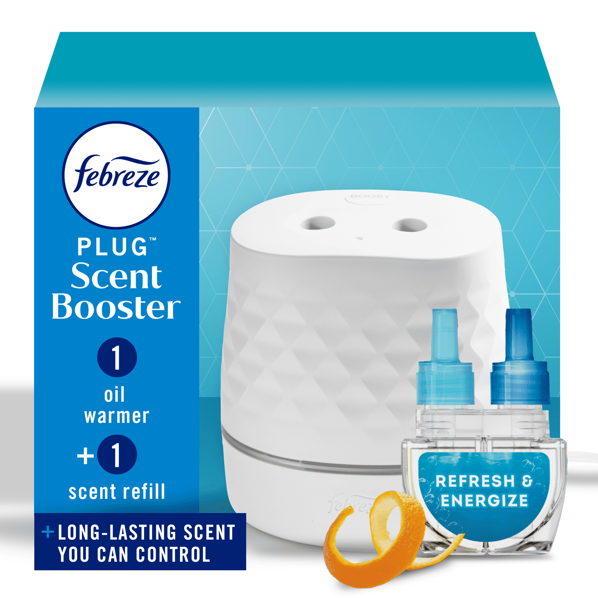 Febreze Plug in Scent Booster, Air Freshener, Oil Diffuser, Refresh & Energize, 50-Day Refill ...