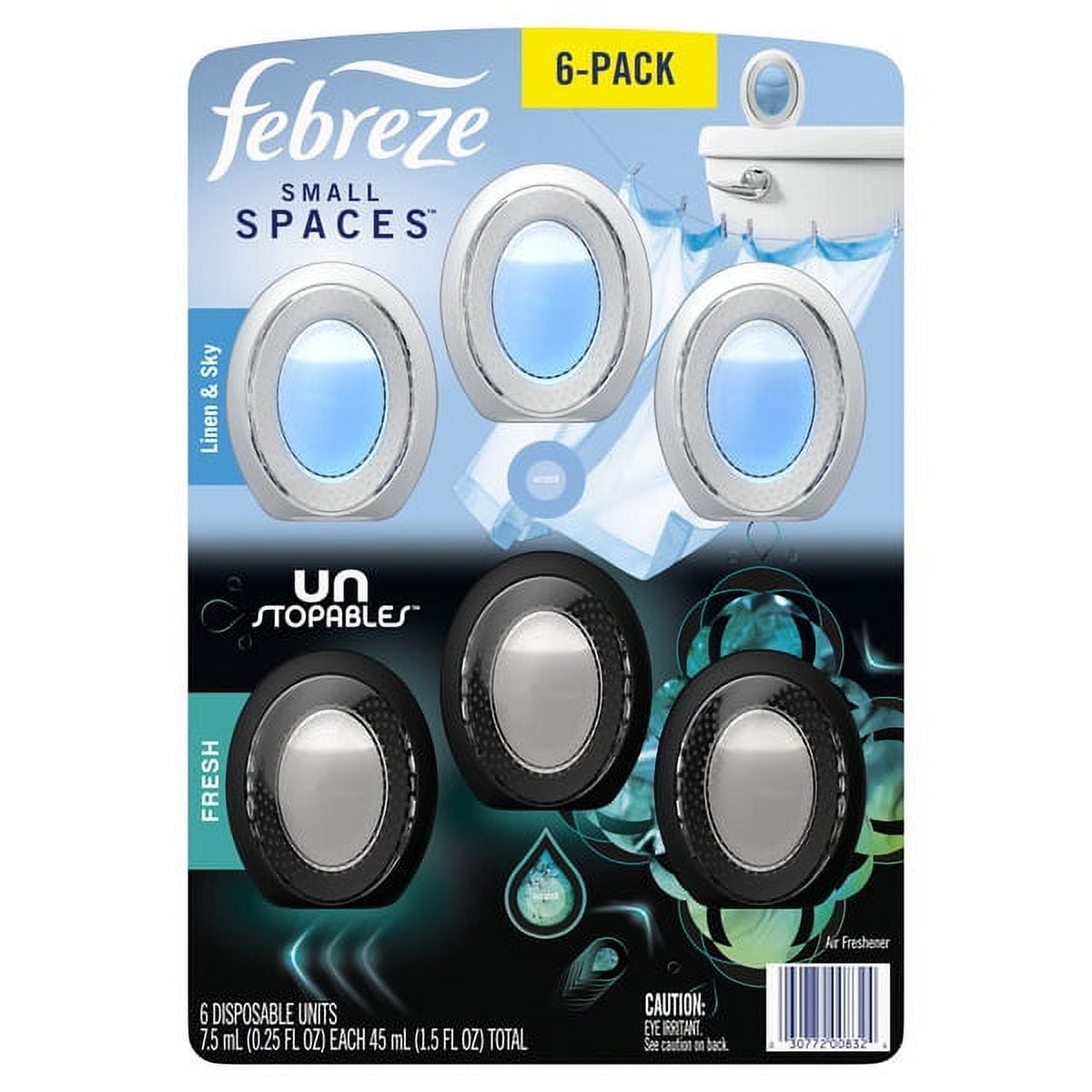 Febreze Small Spaces Long-Lasting Air Fresheners, 0.25 Fl Oz, 6 Pack ...