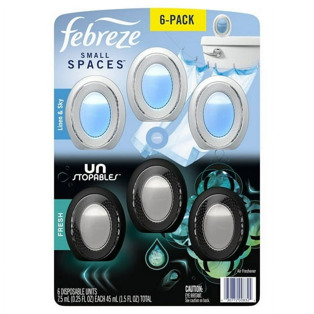 Febreze Small Spaces Long-Lasting Air Fresheners, 0.25 Fl Oz, 6 Pack ...
