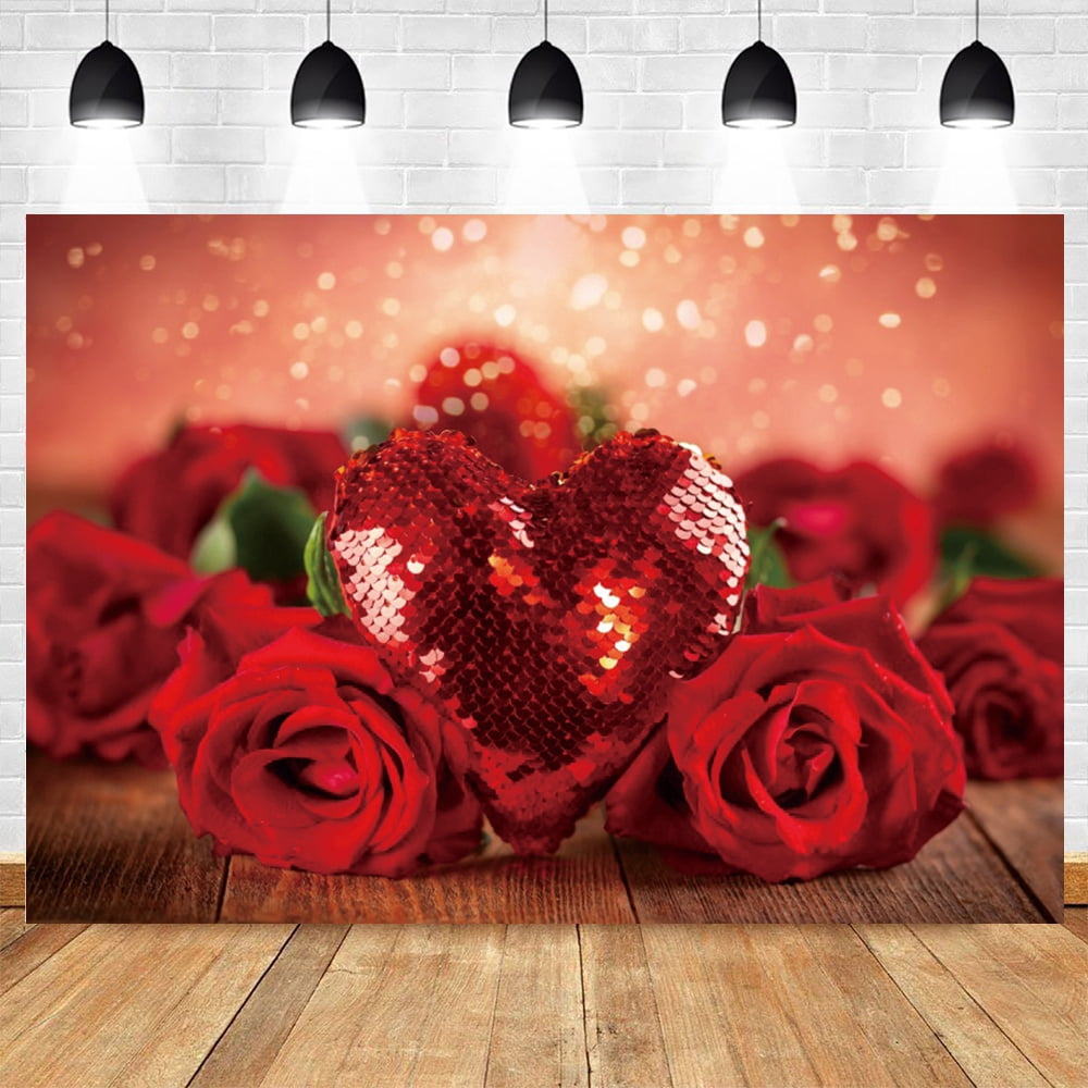 February 14 Valentine's Day Photography Backdrop Rose Flower Wood Floor ...