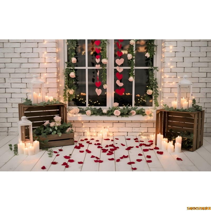 February 14 Valtine's Day Red Rose Flower Photography Backdrop tic ...