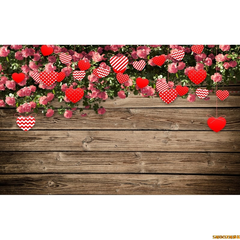 February 14 Valtine's Day Red Rose Flower Photography Backdrop tic ...