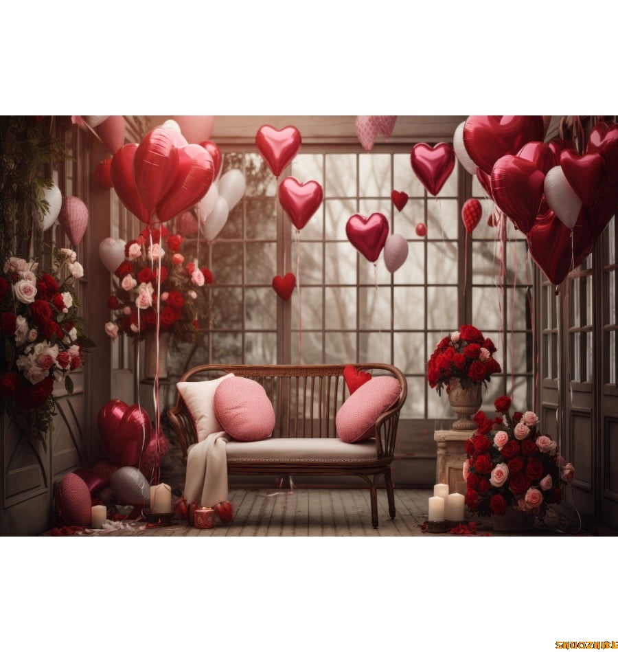 February 14th Valtine's Day Photography Backdrop Red Rose Flower Love ...