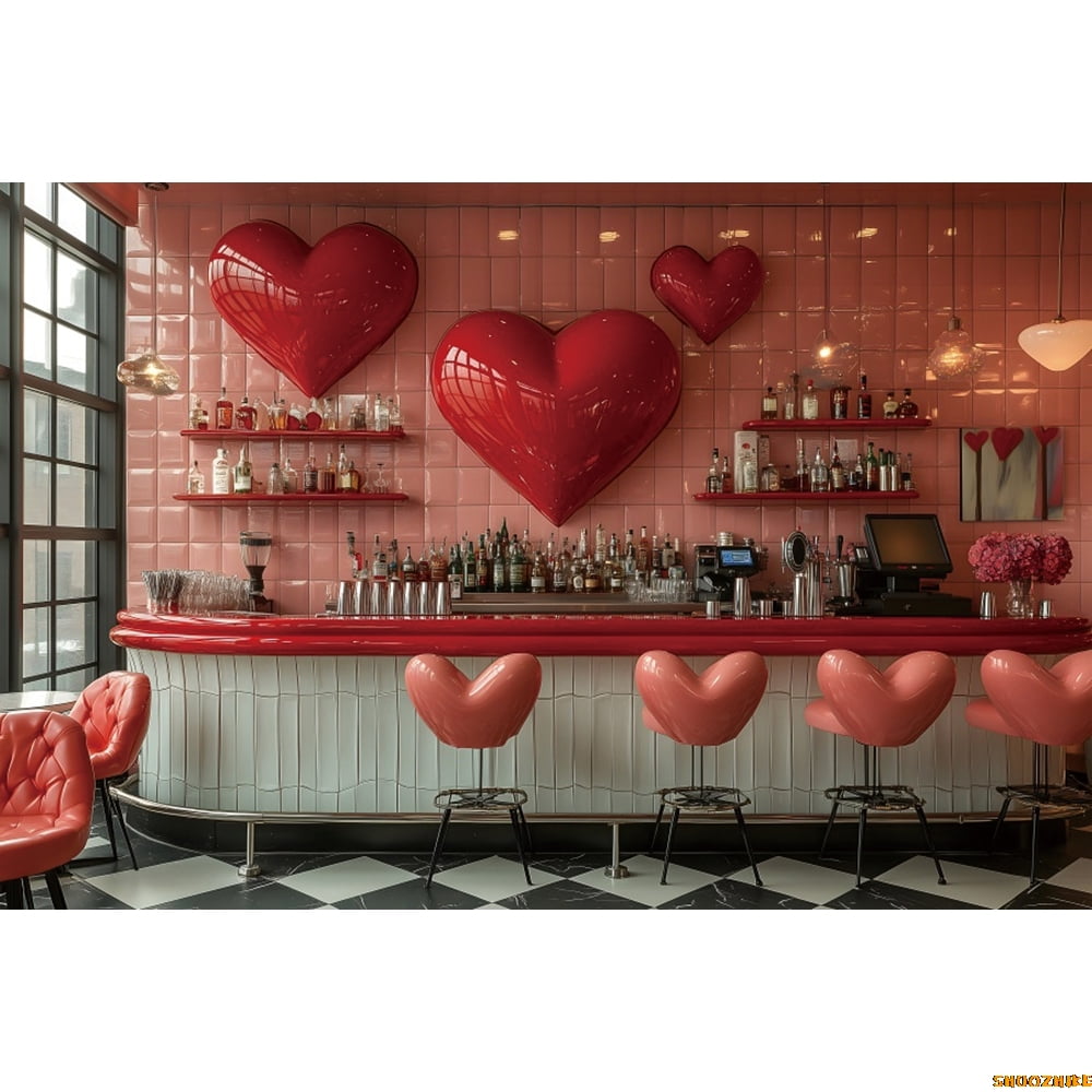 February 14th Valtine's Day Photography Backdrop Red Sweetheart Shop ...
