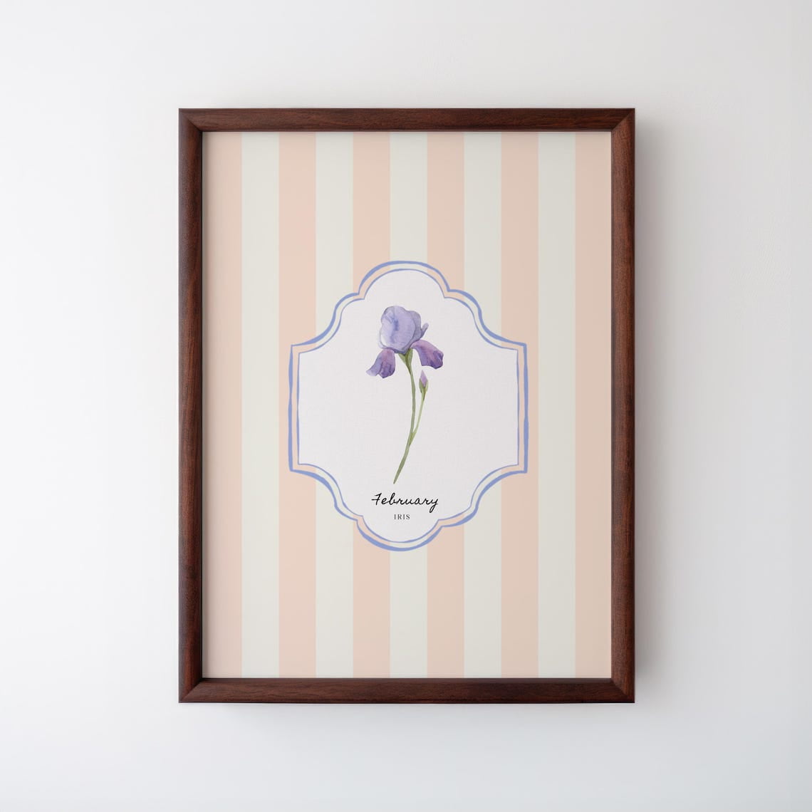 February, Iris, Birth Flower Illustration Vintage Painting, Botanical ...