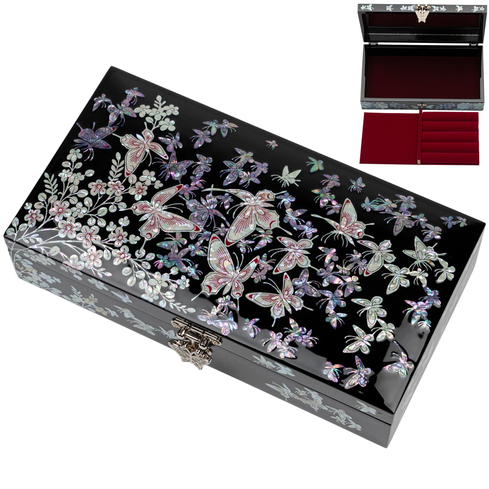 February Mountain Mother of Pearl Jewelry Organizer box - Handmade ...