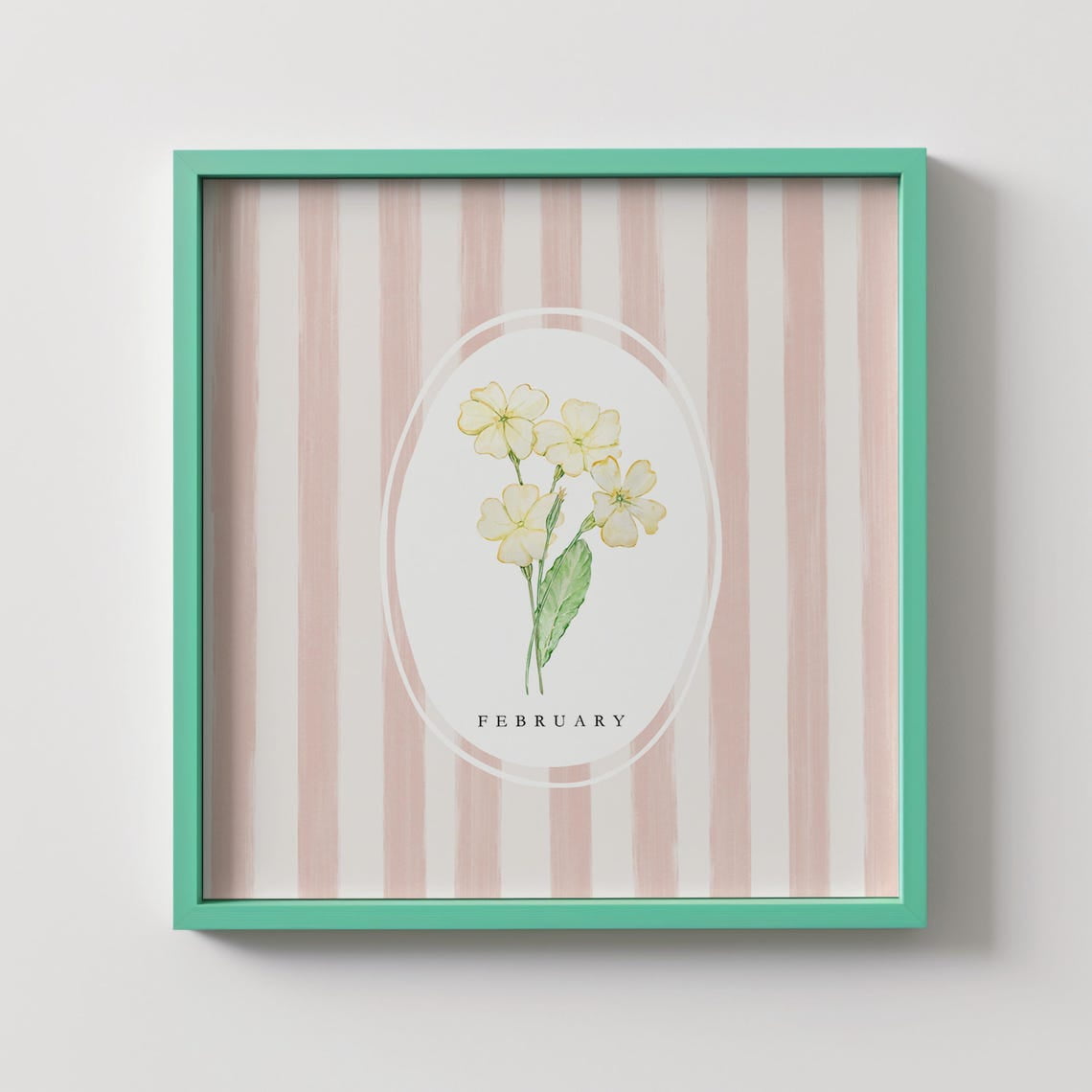 February, Primrose, Birth Month Flower Print, Square, Gift Idea ...