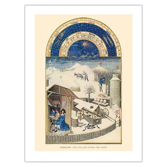 February: Village Under Snow - Book of Hours (Très Riches Heures ...