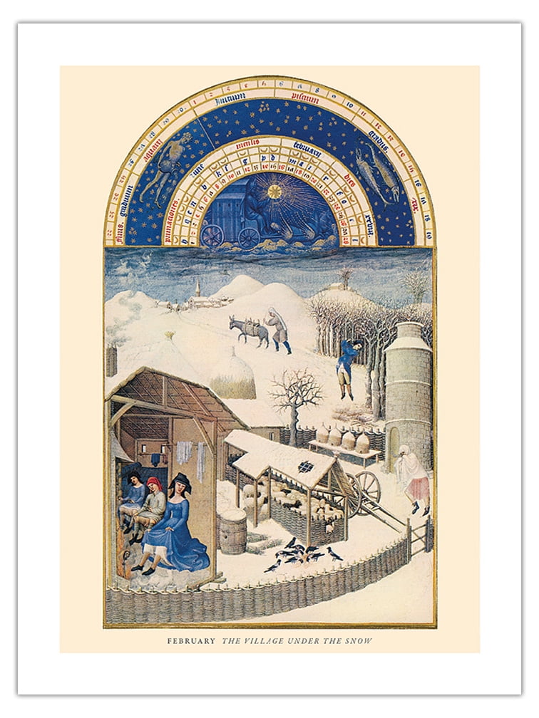 February: Village Under Snow - Book of Hours (Très Riches Heures ...