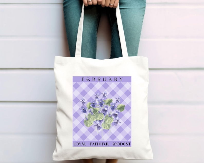 February birth flower gift, February birthday gift, birthflower tote ...