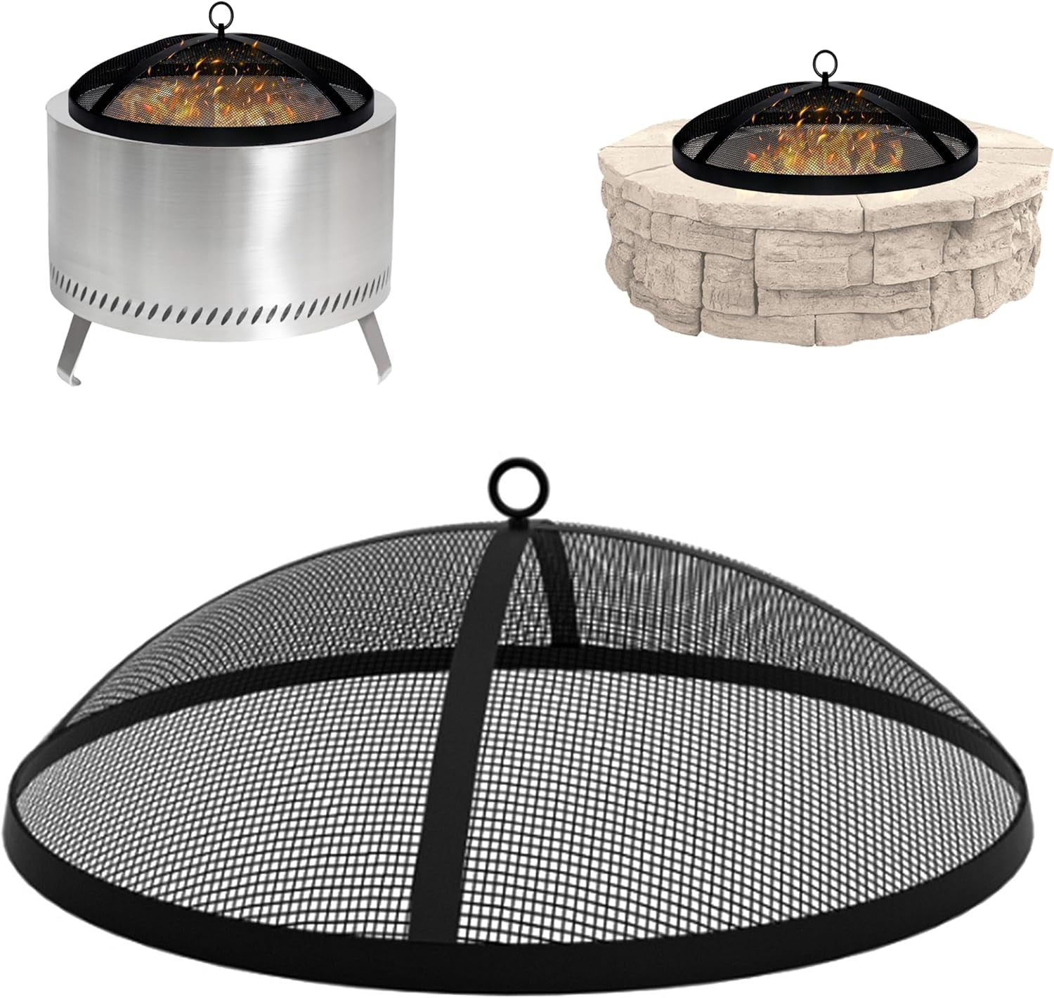Febtech - Firepit Screen Round - 36 inch Fire Pit Screen- Heavy Duty ...
