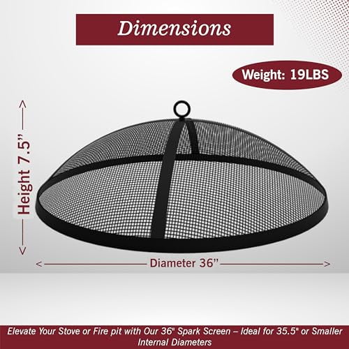 Febtech - firepit Screen Circle - fire Pit Screen 36 - Heavy Duty Spark ...