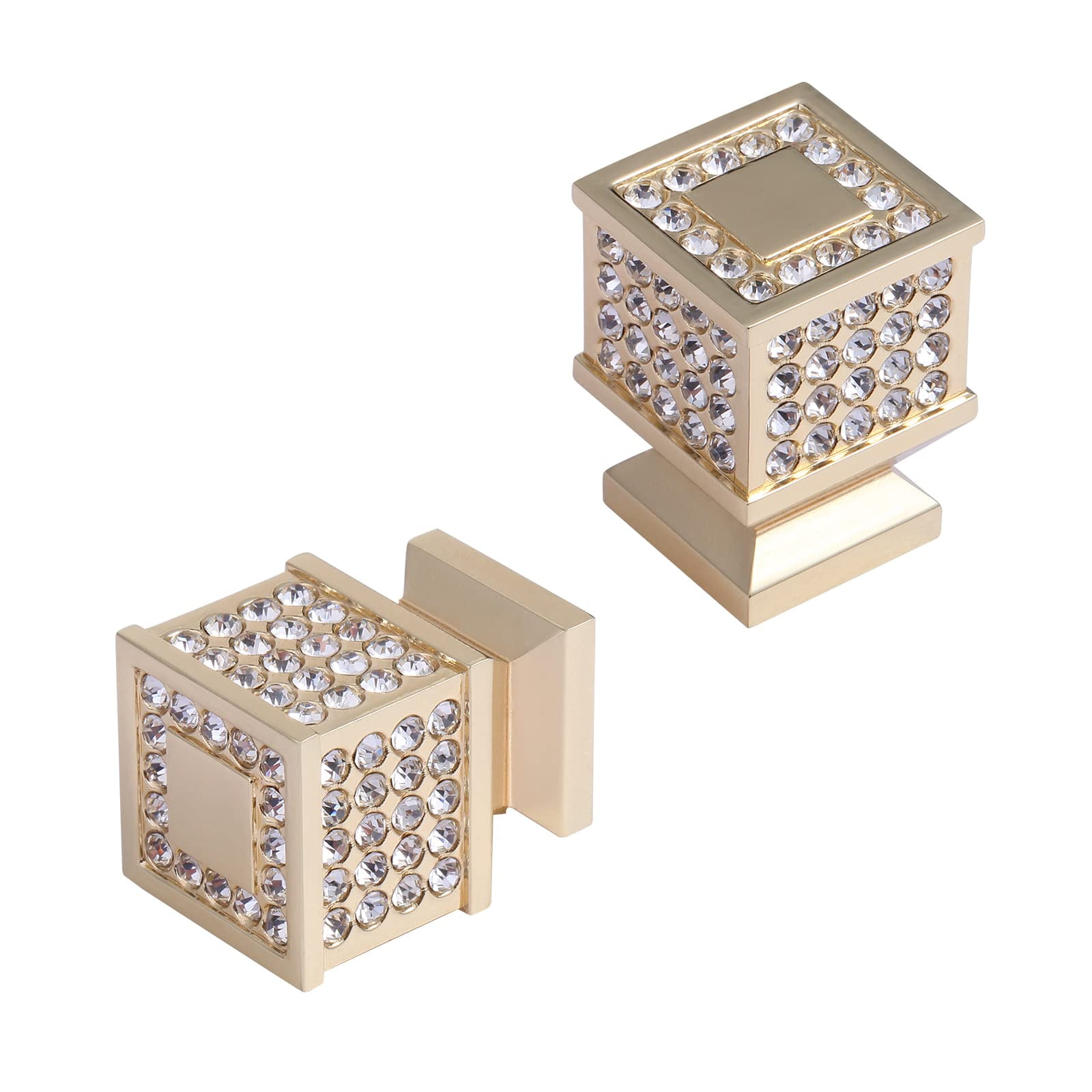 Fecraf Gold Cabinet Knobs, Drawer Dresser Knobs, Crystal Bling, Sparkle ...