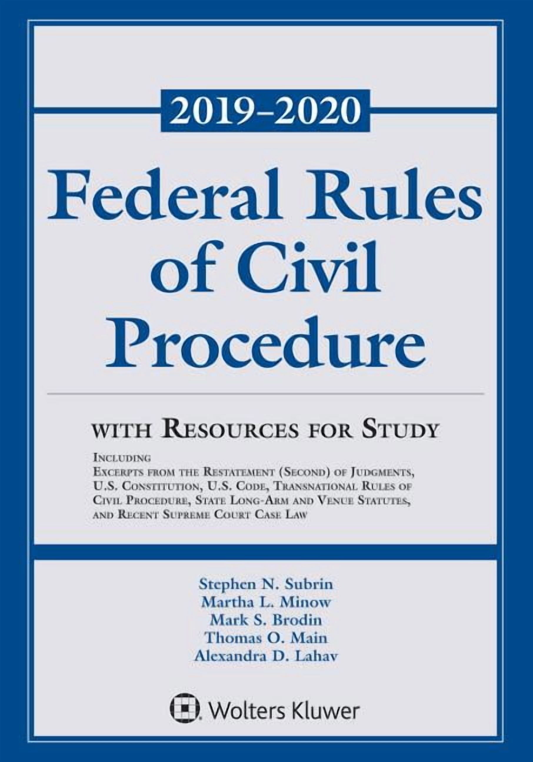 Supplements: Federal Rules of Civil Procedure with Resources for Study ...