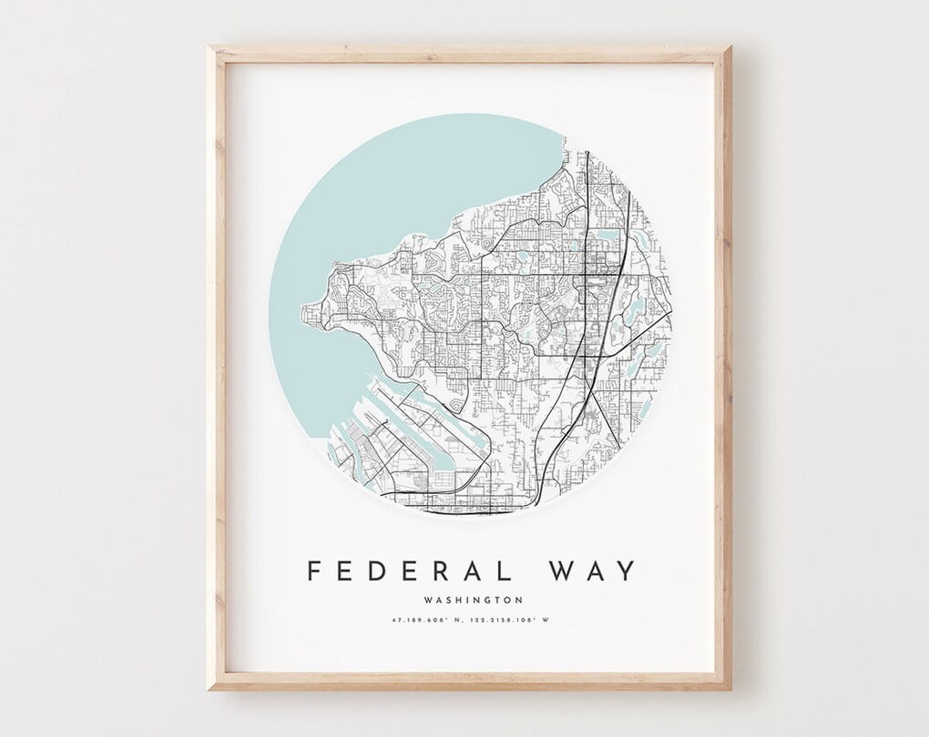 Federal Way Map Print, Federal Way Map Poster City Wall Art, Wa Road ...
