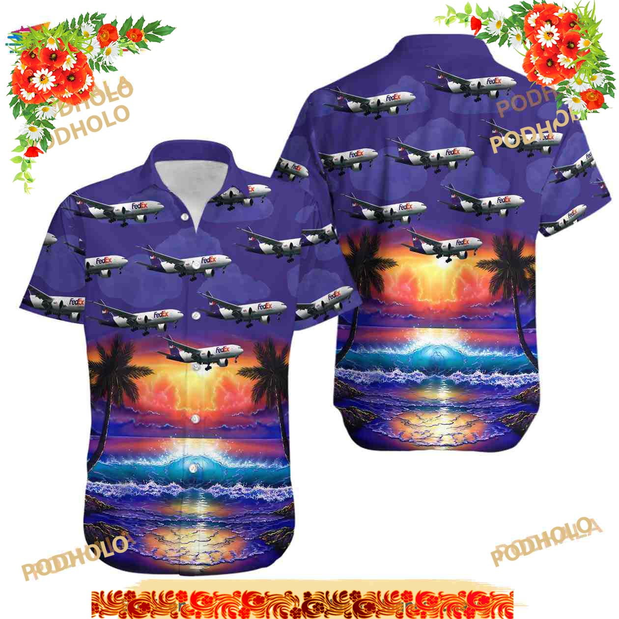 Fedex Express Boeing 777-f28 Summer Hawaiian Shirt - Walmart.com