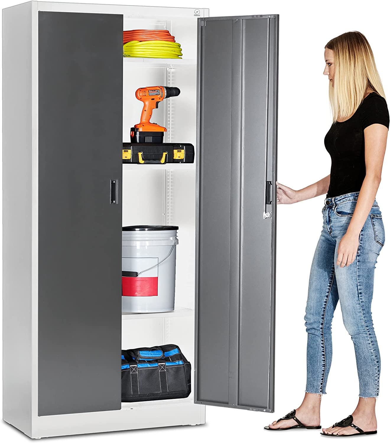 "Fedmax 71"" Tall Large Steel Utility Locker with Locking Doors - Metal ...