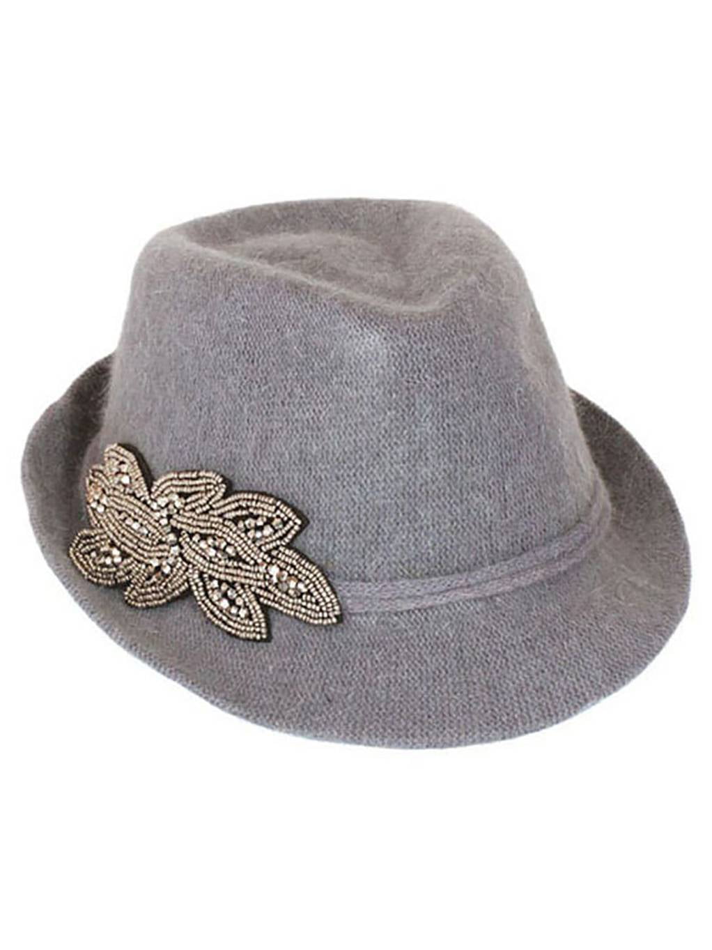 Fedora Cap with Jewel Piece - Charcoal - Walmart.com