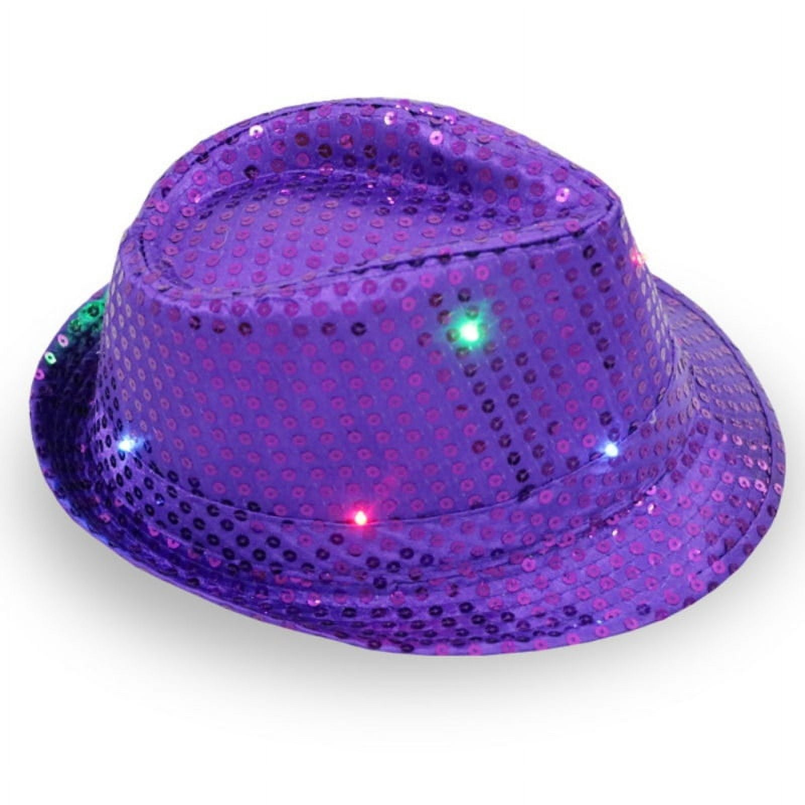 Fedora Hat Jazz Hat Cap Dance Hat Glitter Sequins Flashing LED Hat for ...