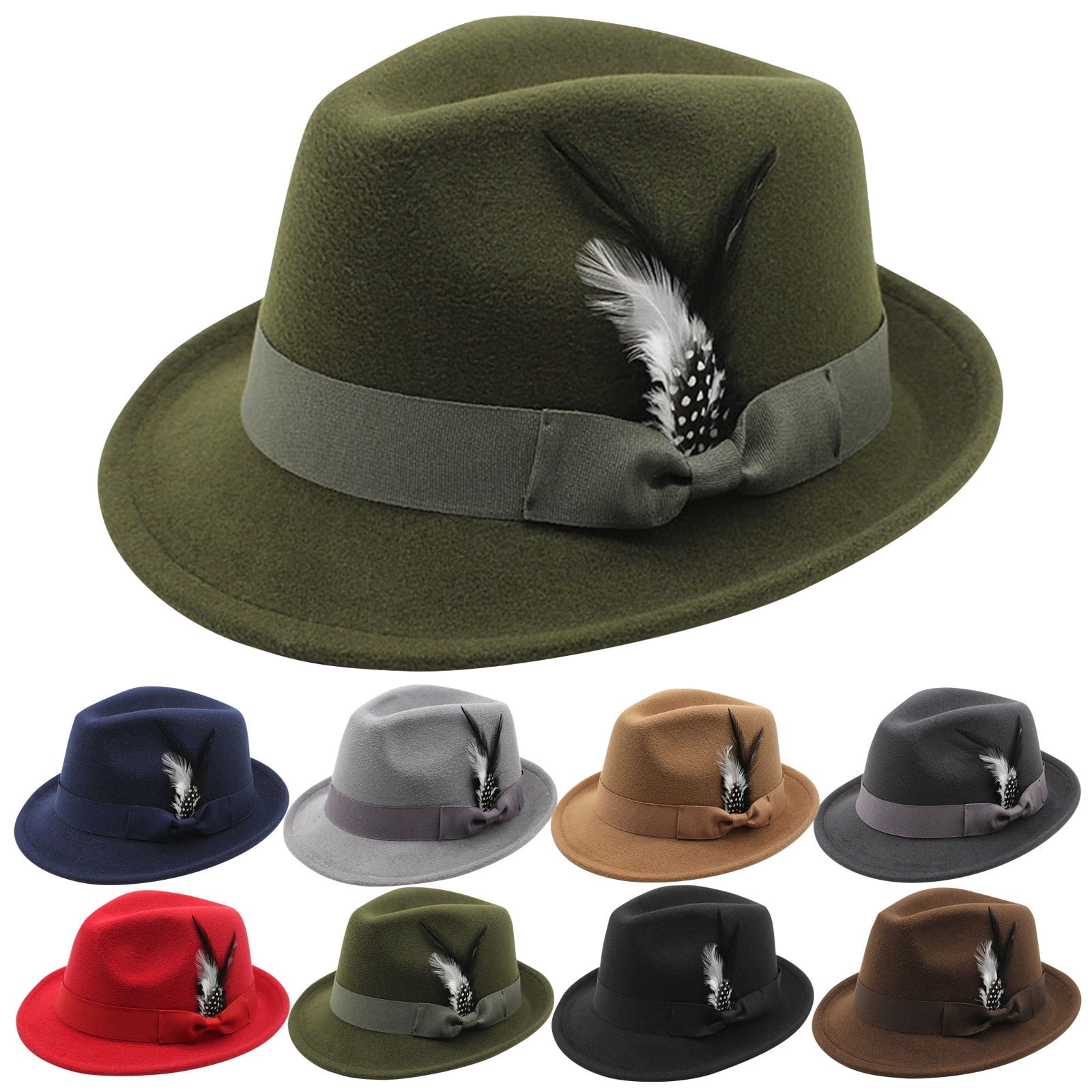 Fedora Hats for Men Women Classic Short Brim Felt Manhatta Fedora Hat ...