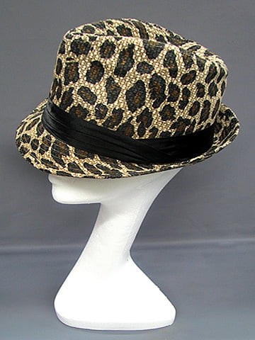 Fedora Straw Hat w/ Leopard Print - Brown - HT-1183BRMT - Walmart.com
