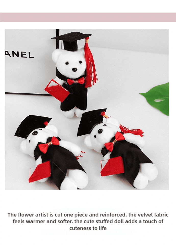 Fedpow 8pcs Graduation Season Dr. Bear Mini Plushies Bouquet Decoration ...