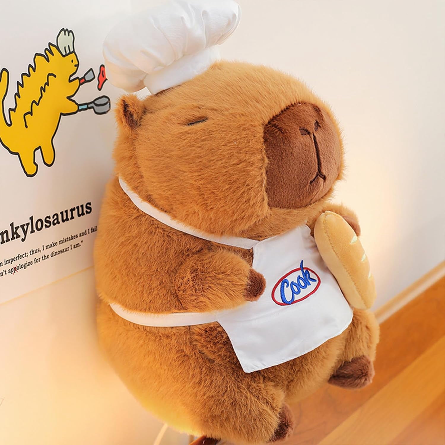 Fedpow Cute Capybara Plush with Cooking Chef Hat Bread Capibara Stuffed ...