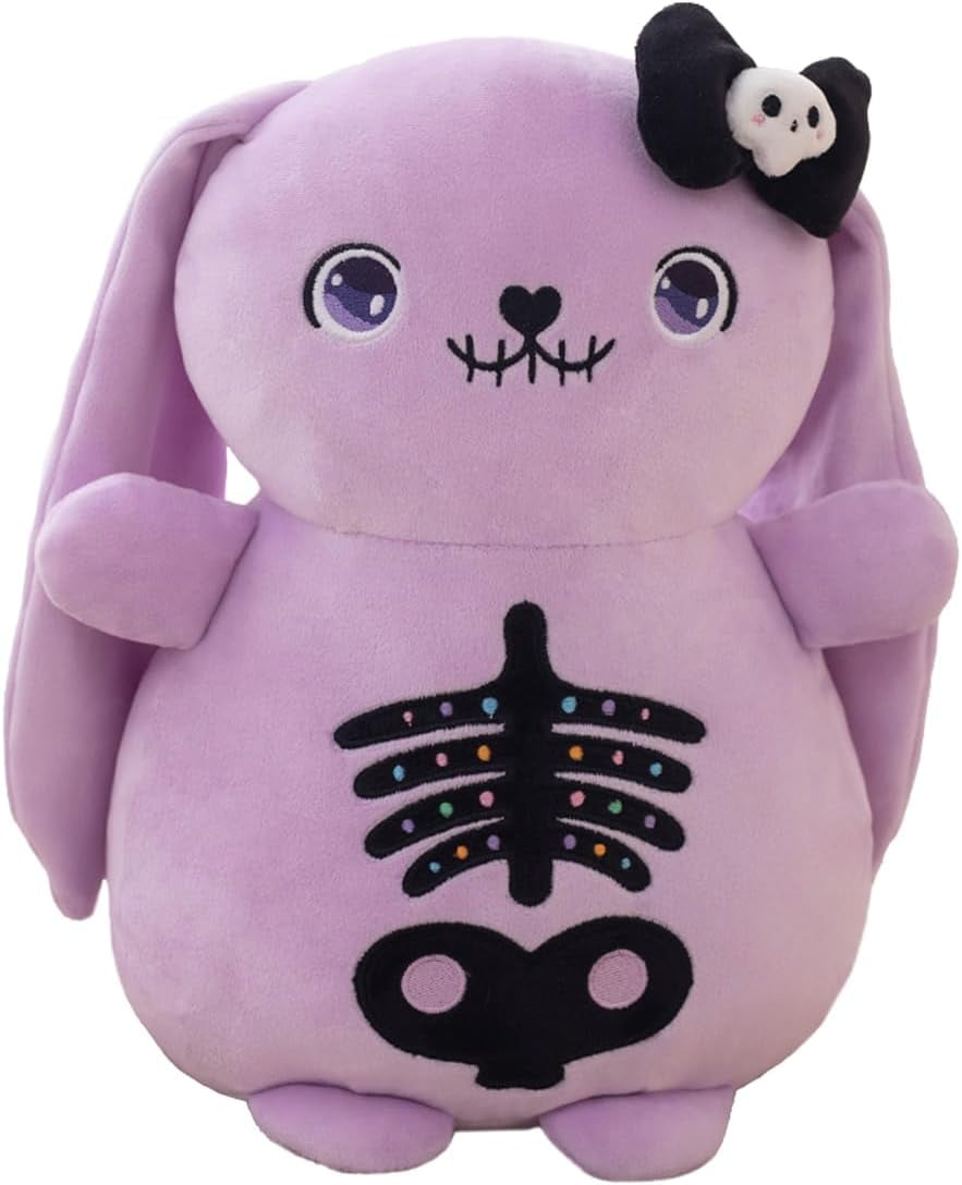 Fedpow Halloween Skeleton Rabbit Plush Toy,Creepy Goth Black Bunny ...
