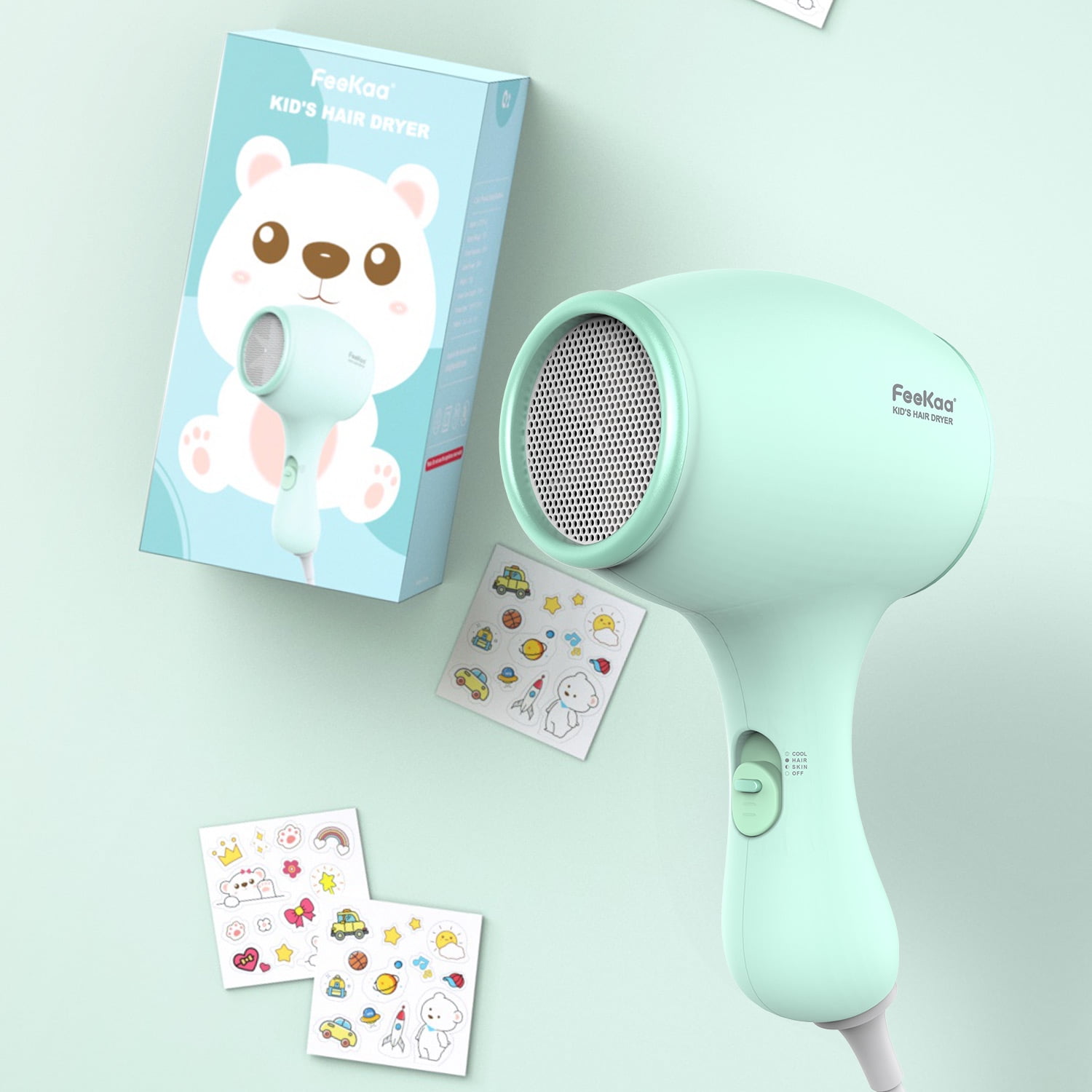 FeeKaa Kids Hair Dryer - Blow Dryer with Low Noise Gentle Heat for Baby ...