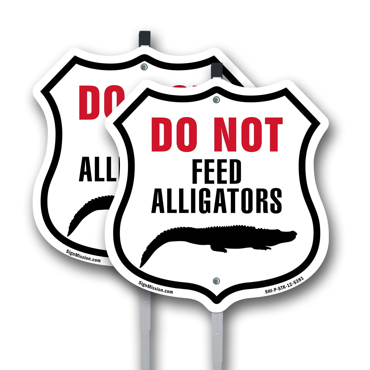 Do Not Feed Alligators (2 Pack) 12 inch X 12 inch Shield Shaped ...