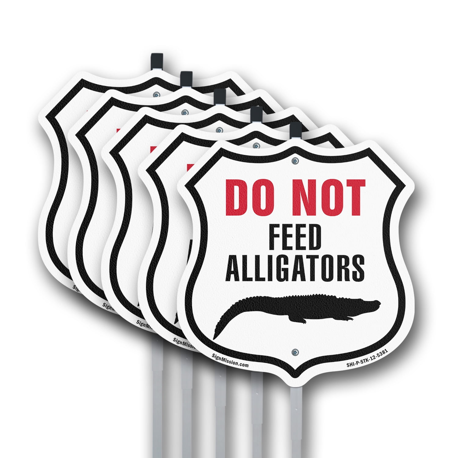 Do Not Feed Alligators (5 Pack) 12 inch X 12 inch Shield Shaped Rust ...