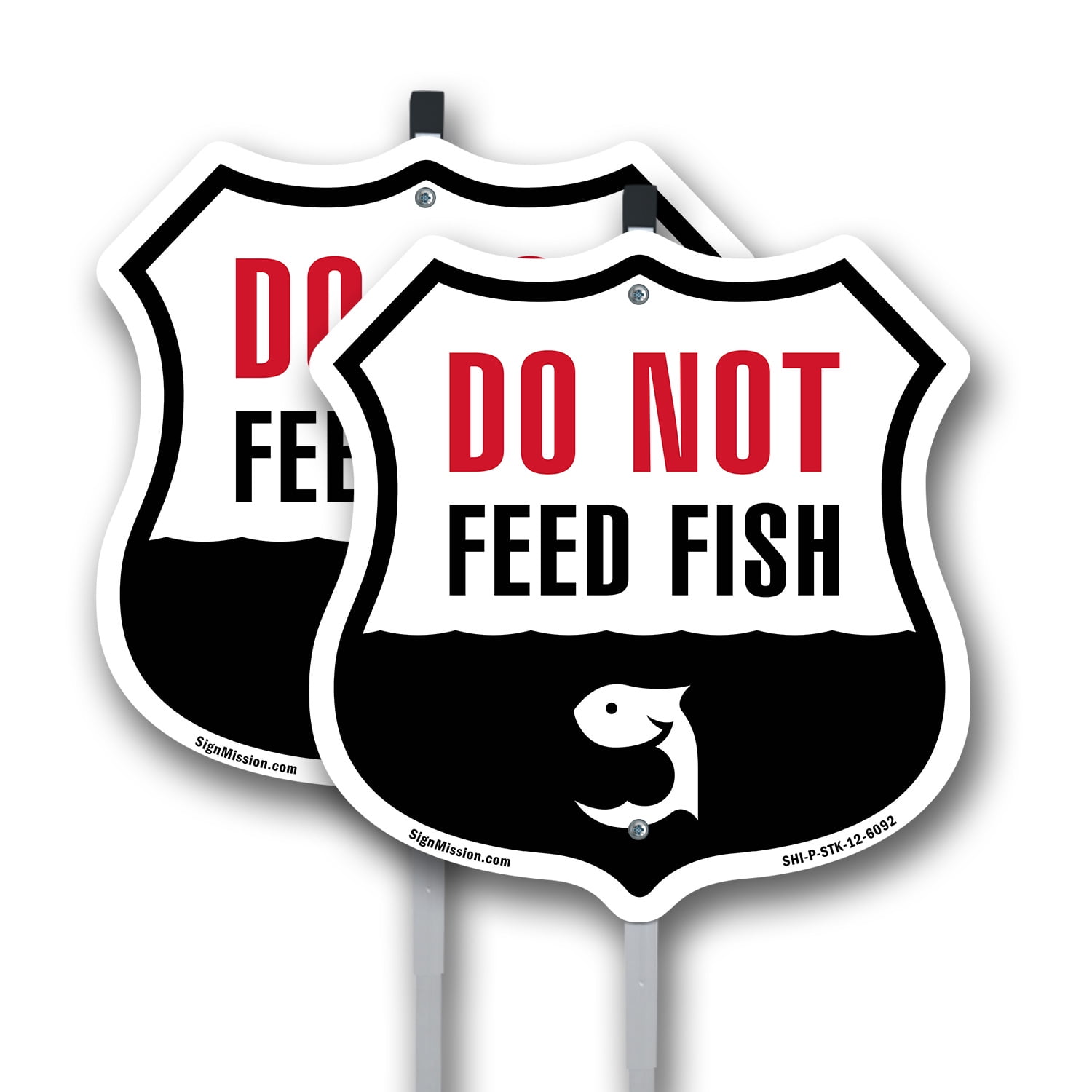 Do Not Feed Fish (2 Pack) 12 inch X 12 inch Shield Shaped Rust-Free ...