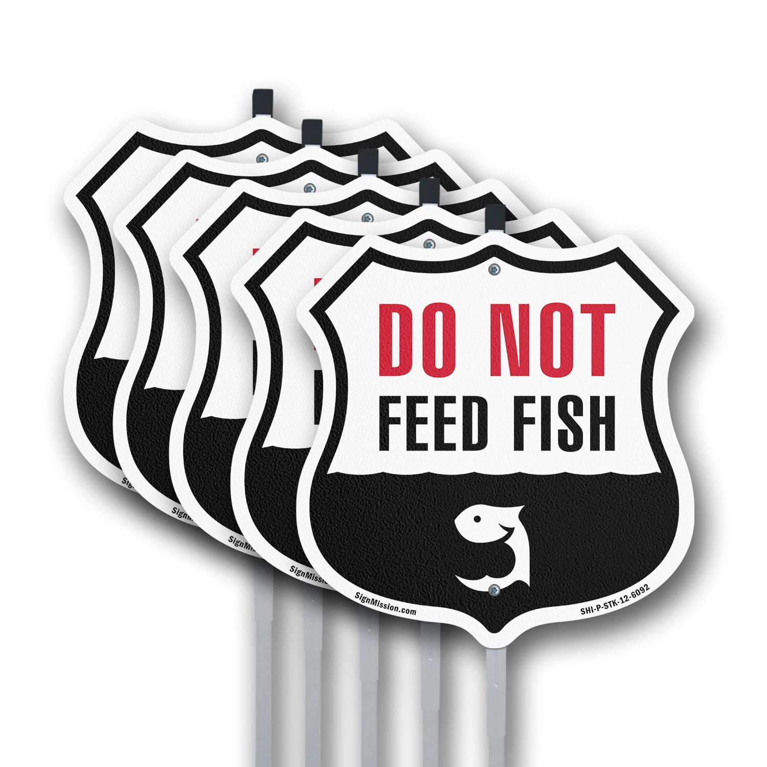 Do Not Feed Fish (5 Pack) 12 inch X 12 inch Shield Shaped Commercial ...