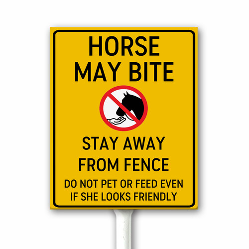 Do Not Feed Horses Sign - Horse May Bite Stay Away From Fence - Funny ...