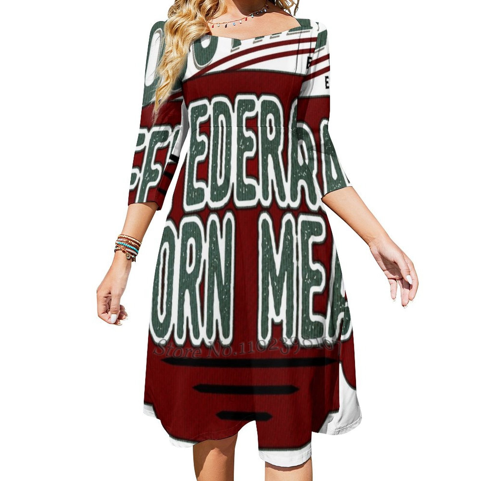 Feed Sack Southern Corn Meal Sweetheart Knot Flared Dress Fashion ...