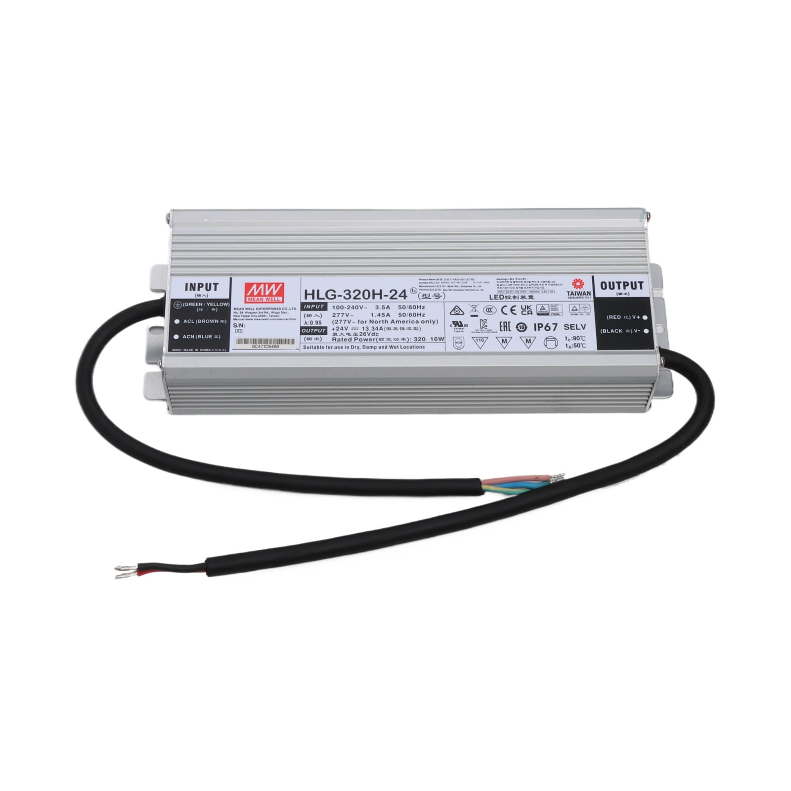 Feedannce 320W 24V 13.3A LED Driver, IP67/IP65, Constant Current, MEAN ...