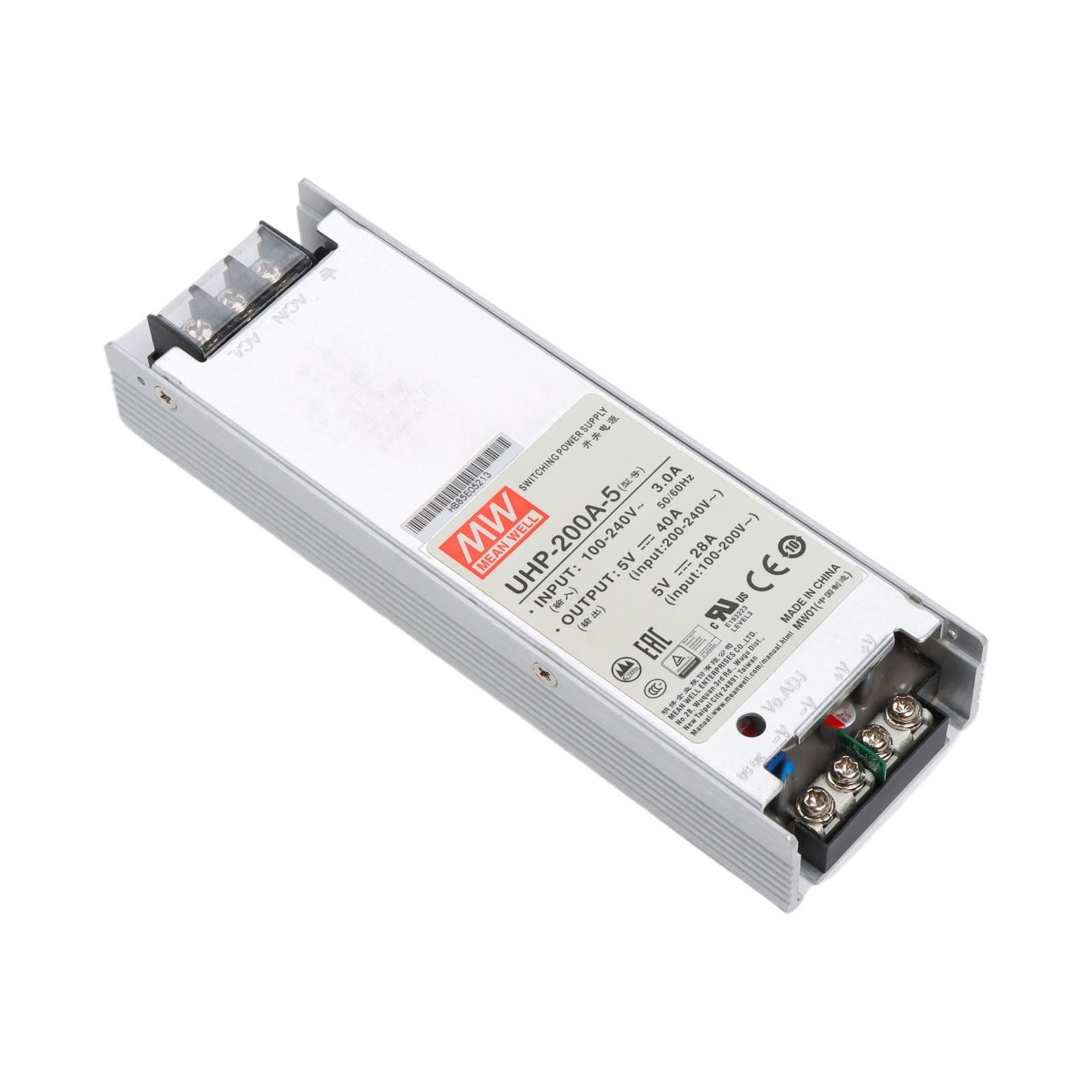 Feedannce 5V 40A 200W Slim Switching Power Supply for LED Display, MEAN WELL UHP-200A-5 ...