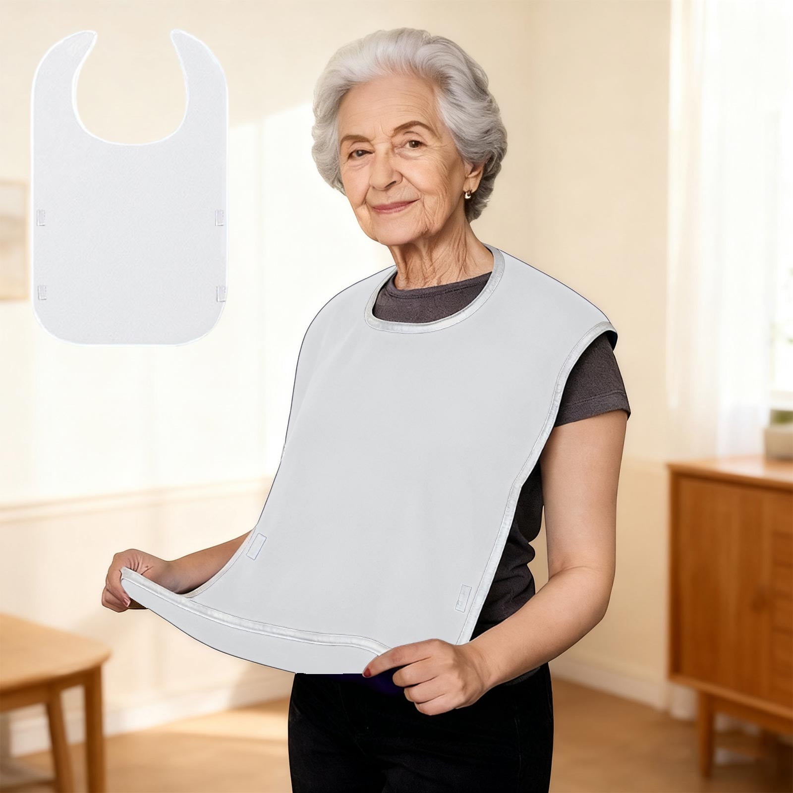 Feeding Bib for Elderly Care with Adjustable Straps, Waterproof & Stain ...