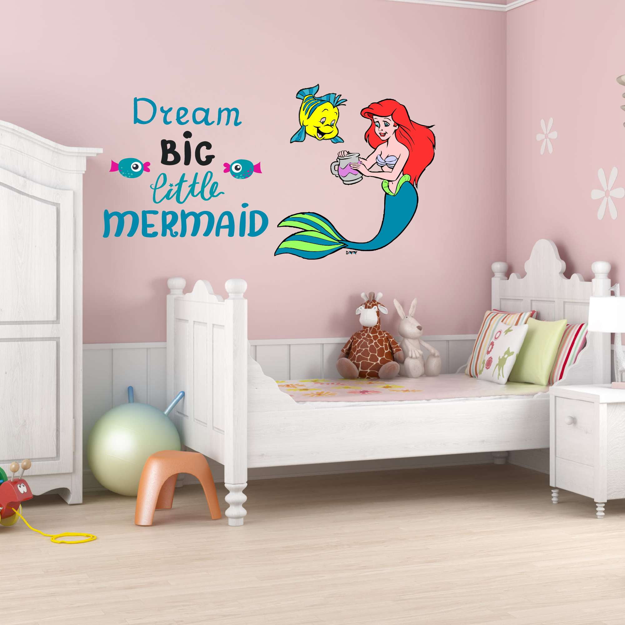 Feeding Fish Dream Big Little Mermaid Teal Colorful Fish Salt Water Princess Creatures Seahorse ...