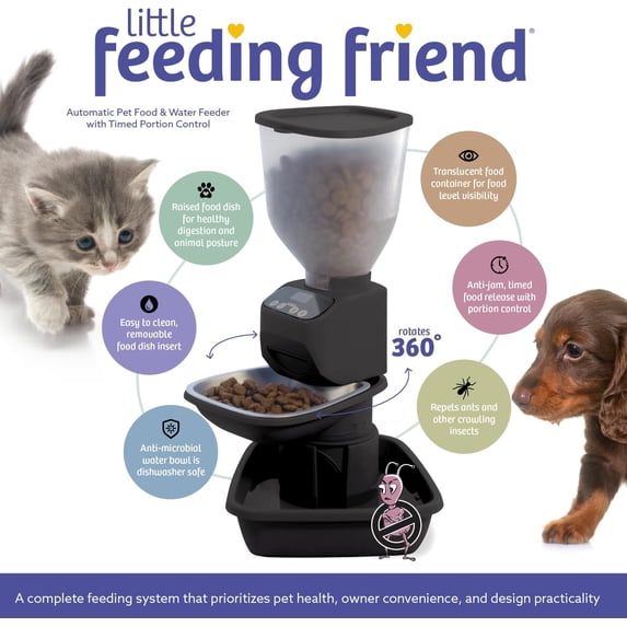 Feeding Friend Automatic Dog & Cat Food Feeder with Water Dispenser ...