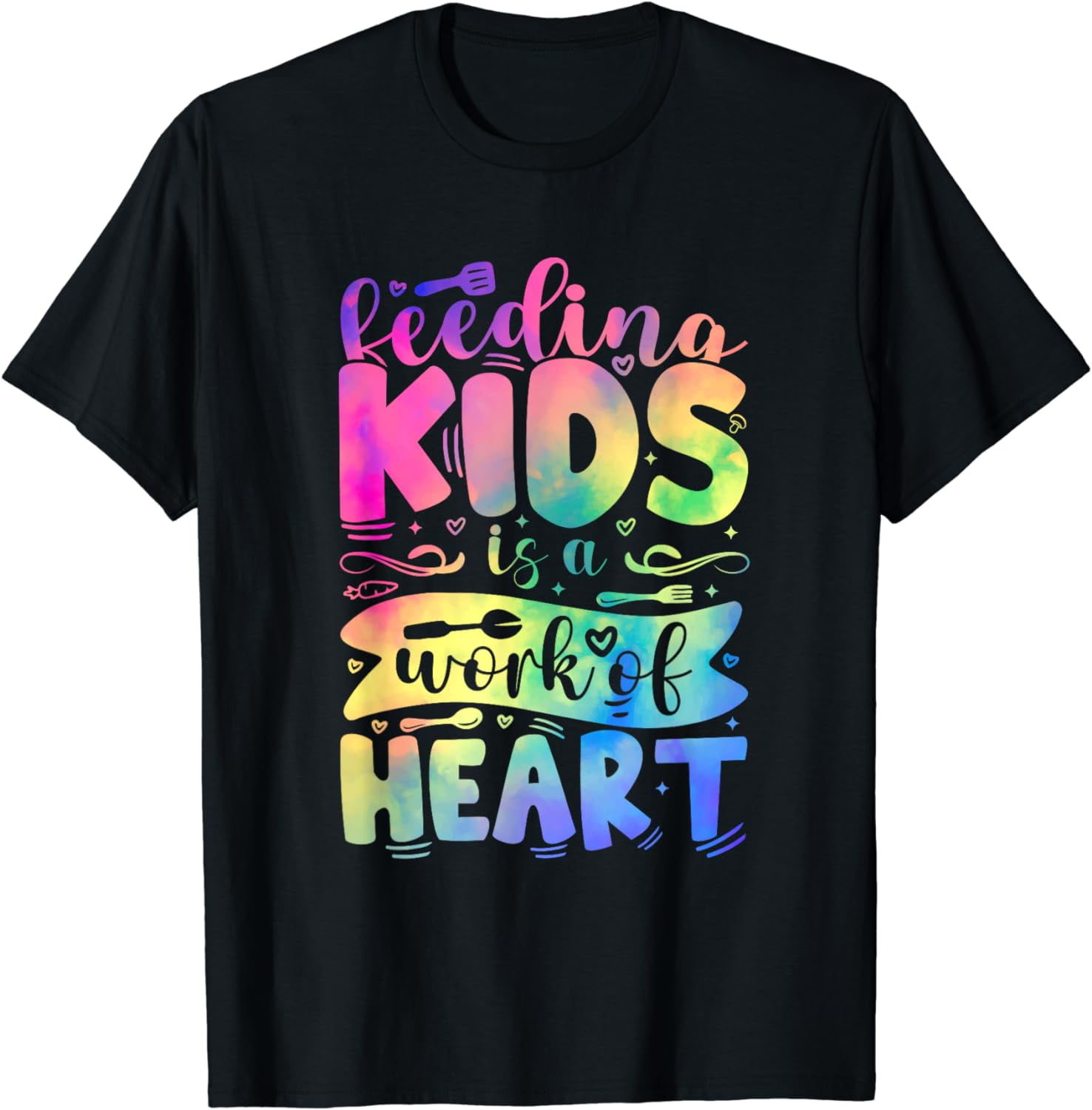 Feeding Kids Is A Work Of Heart Cute School Lunch Lady Cotton T-Shirt ...