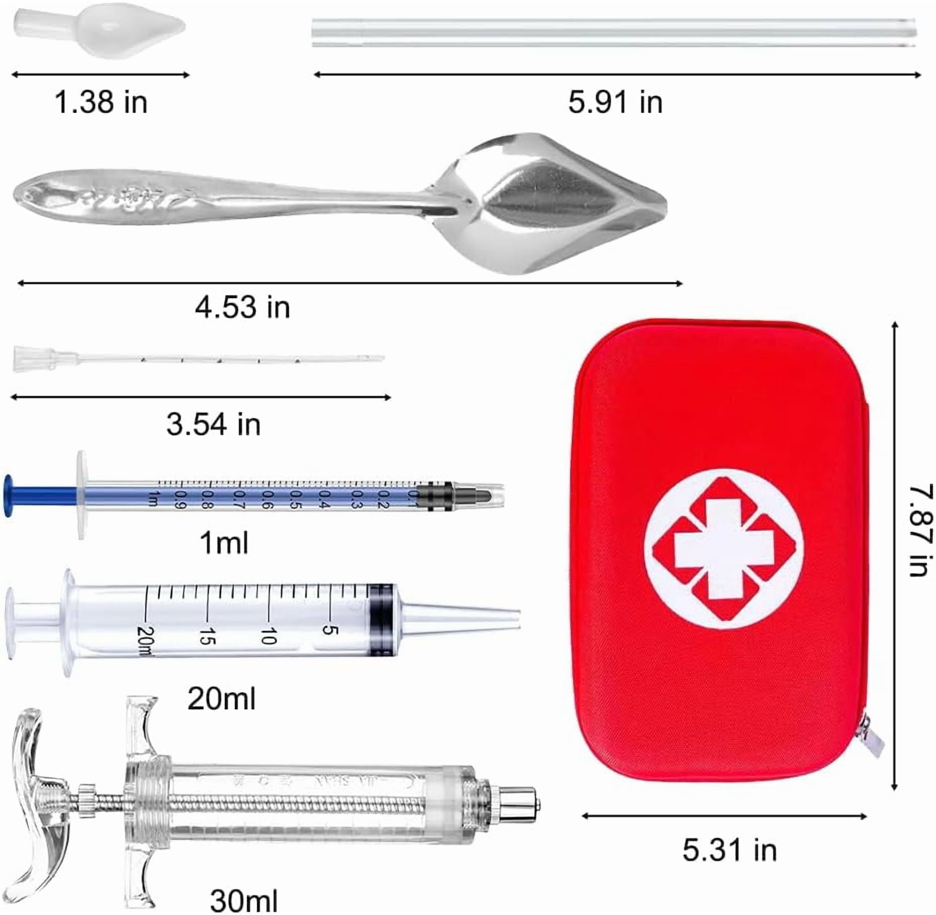 Feeding Syringe with Curved Gavage Tubes and Stainless Steel Spoon for ...